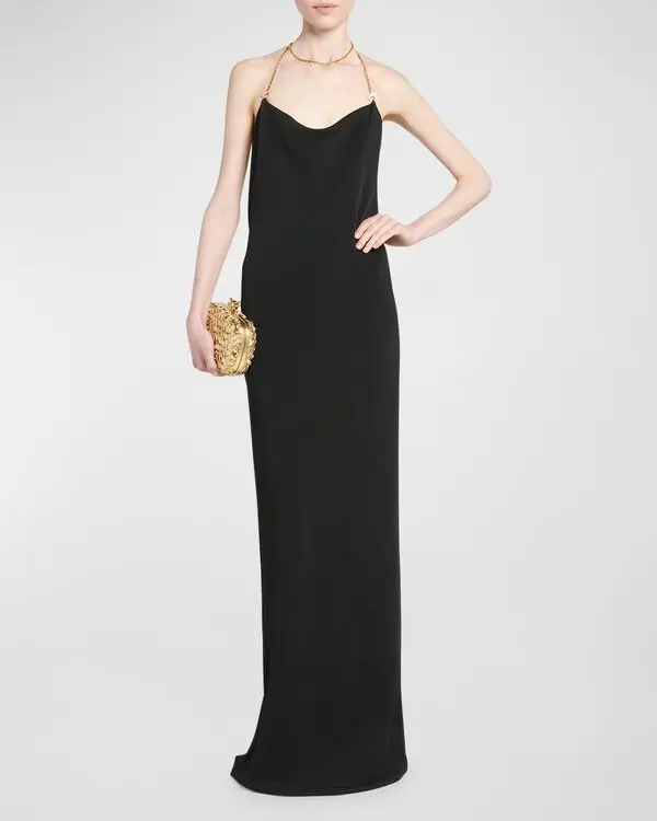 Bottega Veneta Backless Column Gown With Chain Detail
