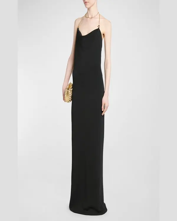Bottega Veneta Backless Column Gown With Chain Detail