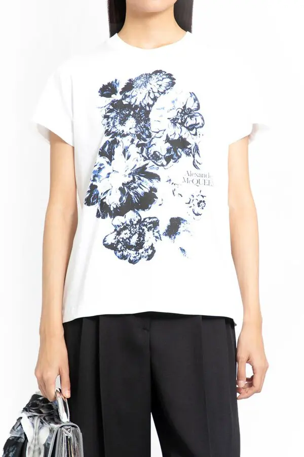 Alexander Mcqueen T-Shirts And Polos In Black&White 46% Off