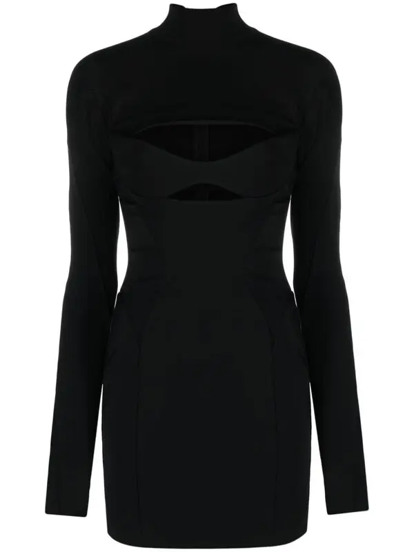 MUGLER Cut-out Panelled Mini Dress - Black