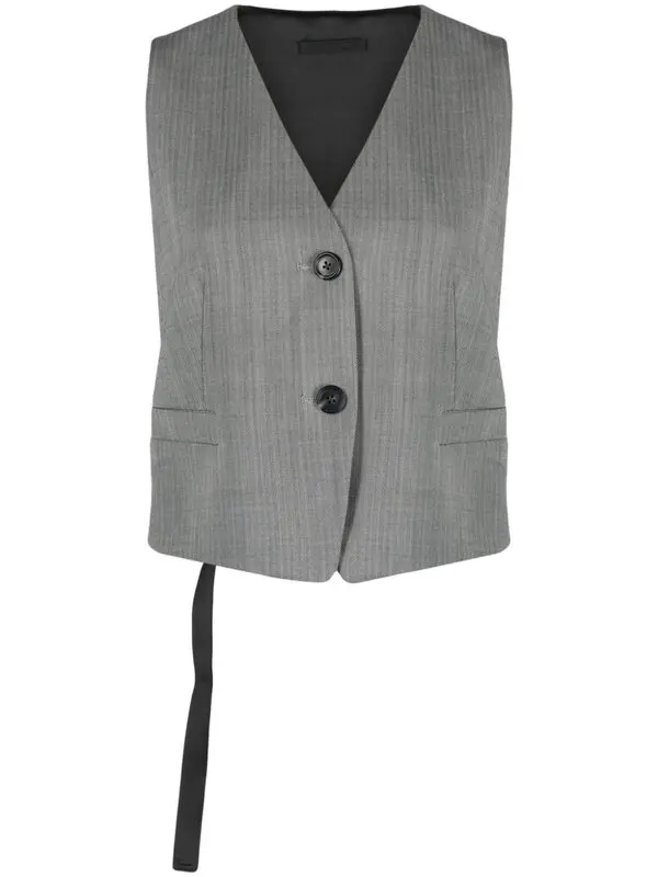 Helmut Lang Herringbone Cut-out Vest