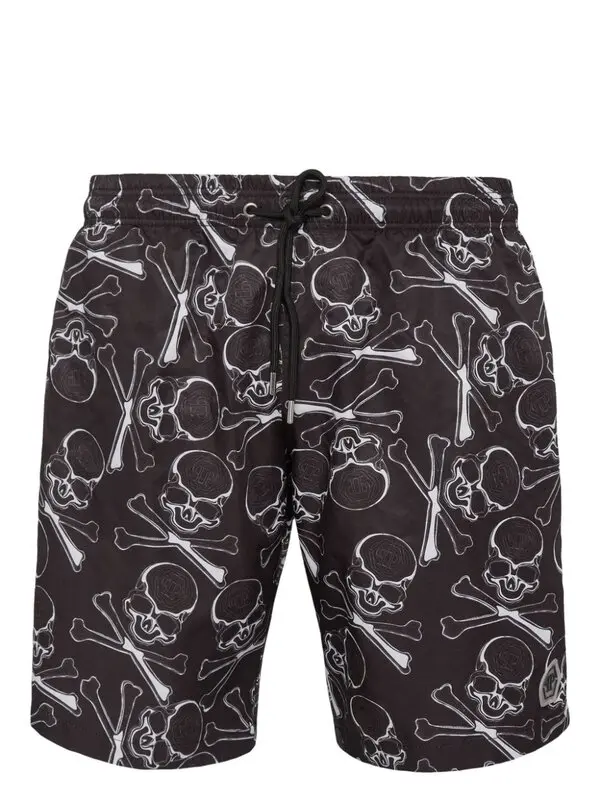 Philipp Plein Skull-print Drawstring Swim Trunks - Black