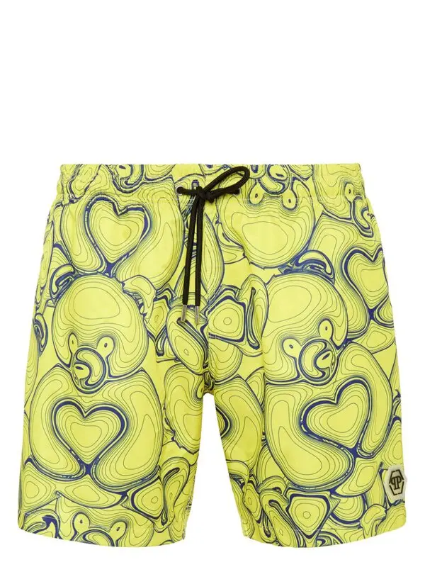 Philipp Plein Teddy Bear-print Swim Shorts - Yellow