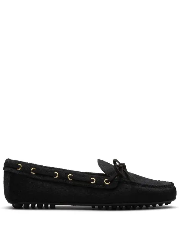 Car Shoe Calf Hair Driving Shoes - Black