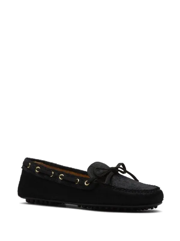 Car Shoe Calf Hair Driving Shoes - Black