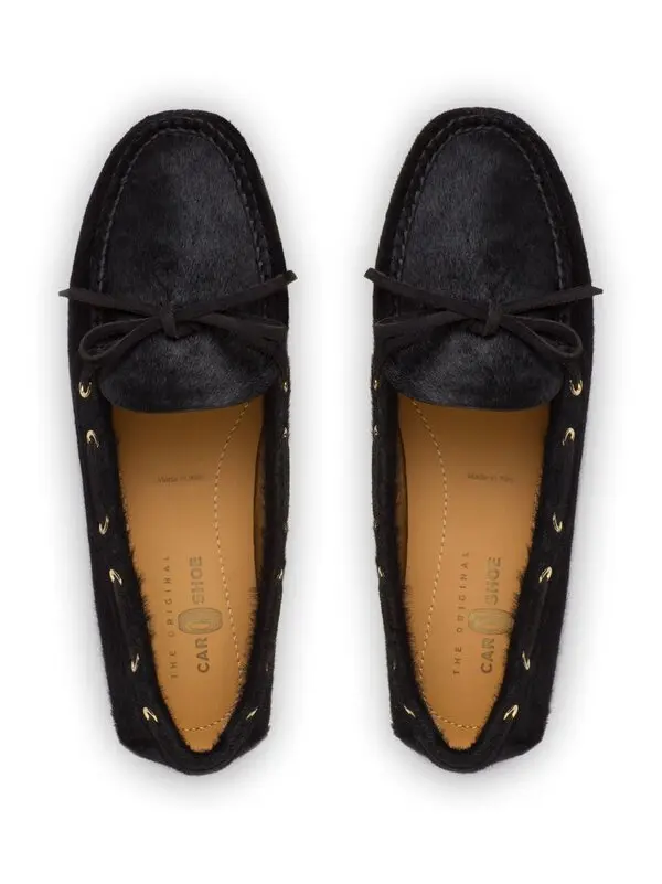 Car Shoe Calf Hair Driving Shoes - Black