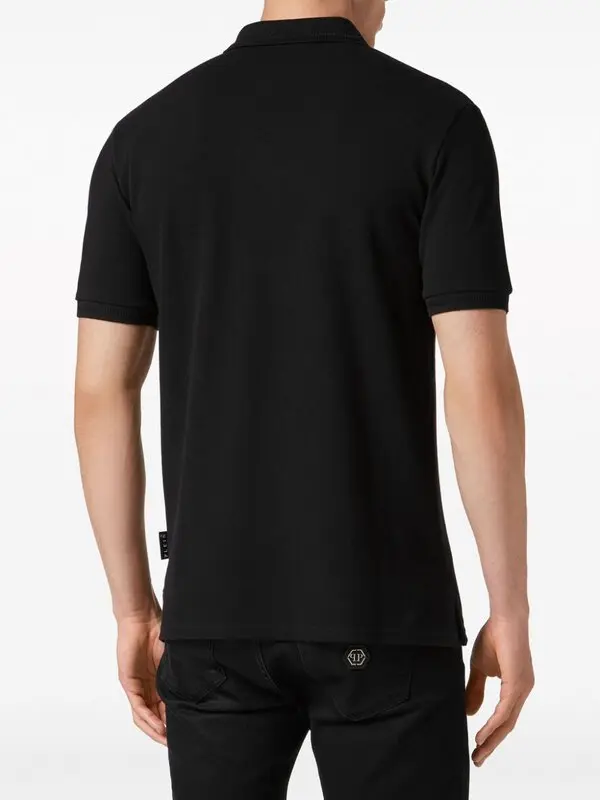 Philipp Plein Gothic Plein Cotton Polo Shirt - Black