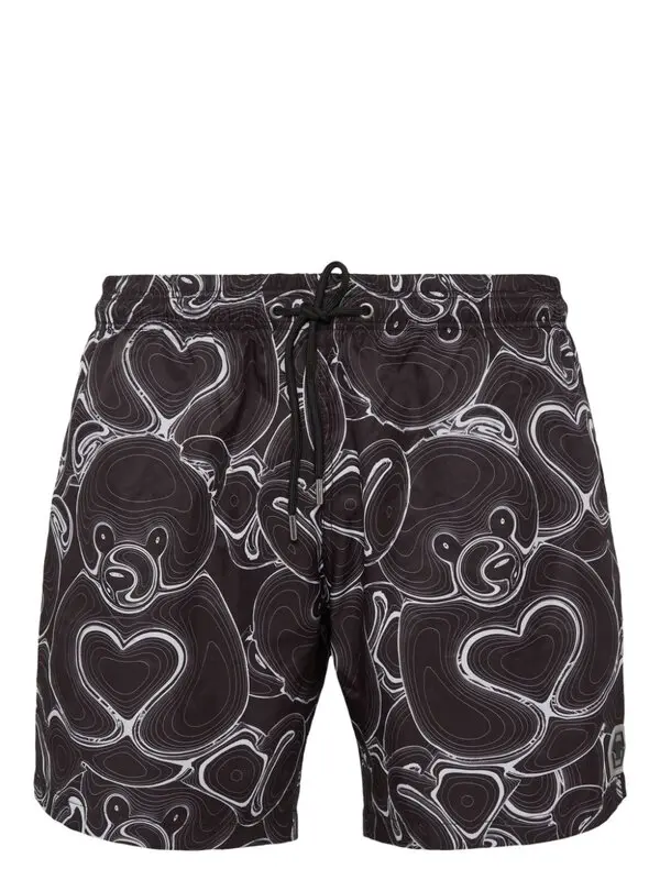 Philipp Plein Bear-print Swim Shorts - Black