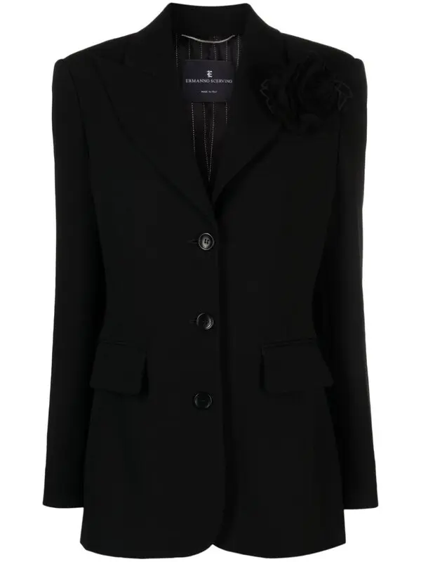 Ermanno Scervino Floral-appliqué Single-breasted Blazer