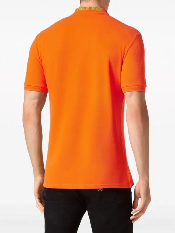Philipp Plein Skull-print Cotton Polo Shirt - Orange