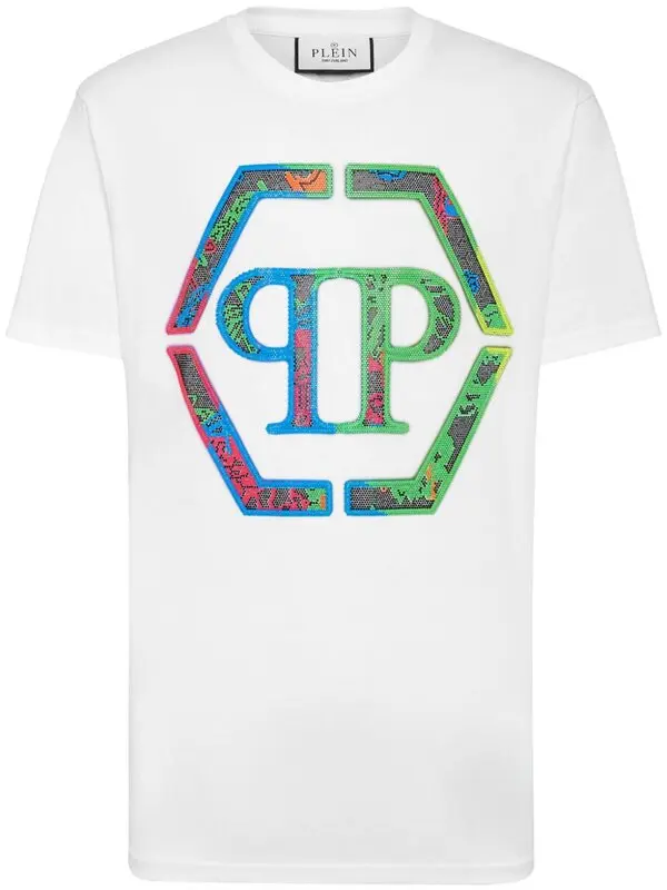Philipp Plein Logo Crystal-embellished Cotton T-shirt - White