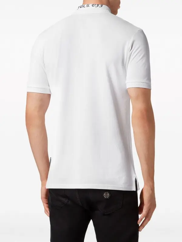 Philipp Plein Skull-print Cotton Polo Shirt - White