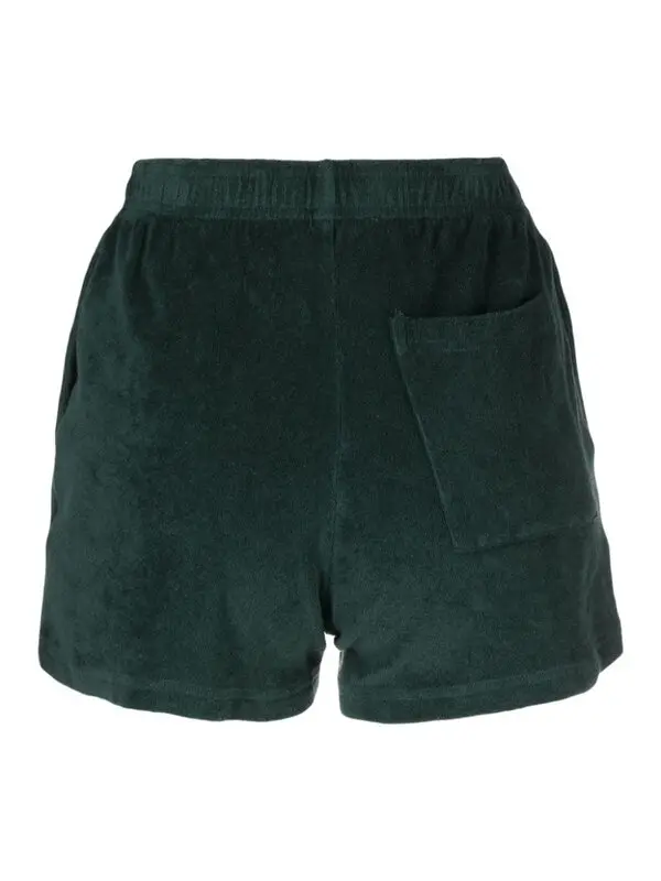 SPORTY & RICH Logo-embroidered Terry Shorts - Green