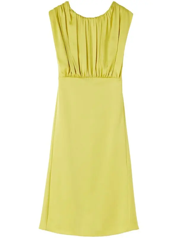 JIL SANDER Gathered Sleeveless Midi Dress - Green