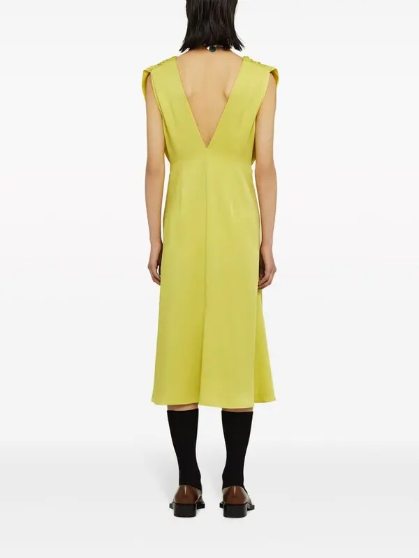 JIL SANDER Gathered Sleeveless Midi Dress - Green