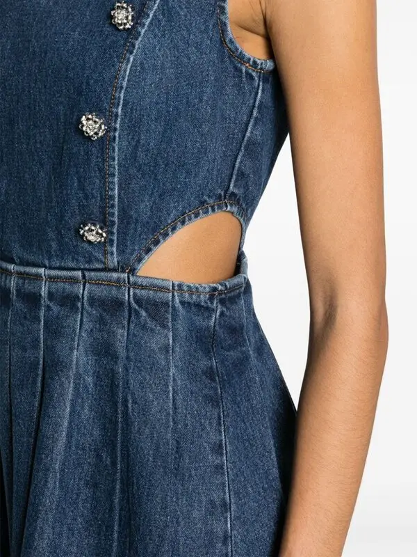 SELF-PORTRAIT Cut-out Denim Minidress