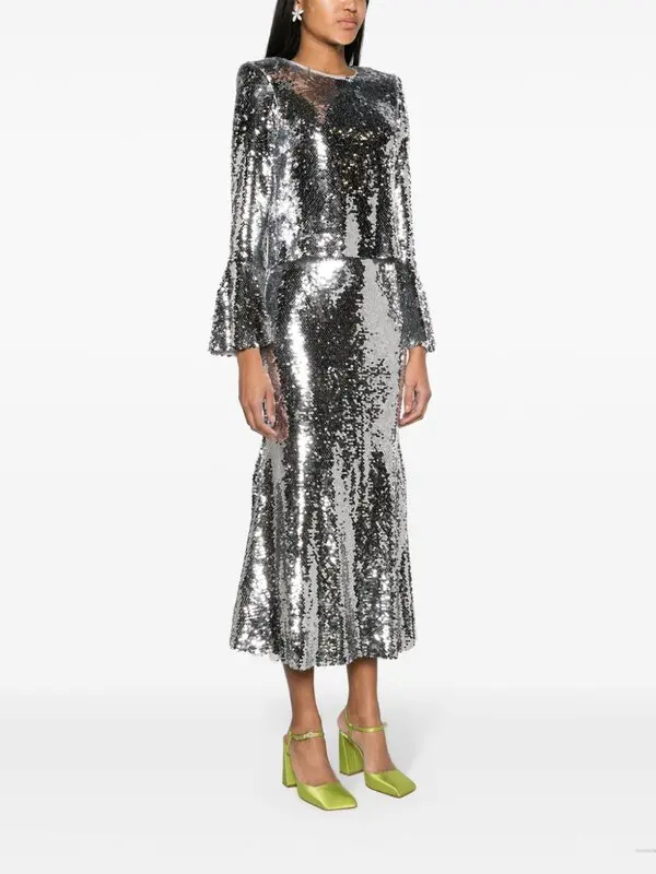 SELF-PORTRAIT Sequin-embellished Mesh Top