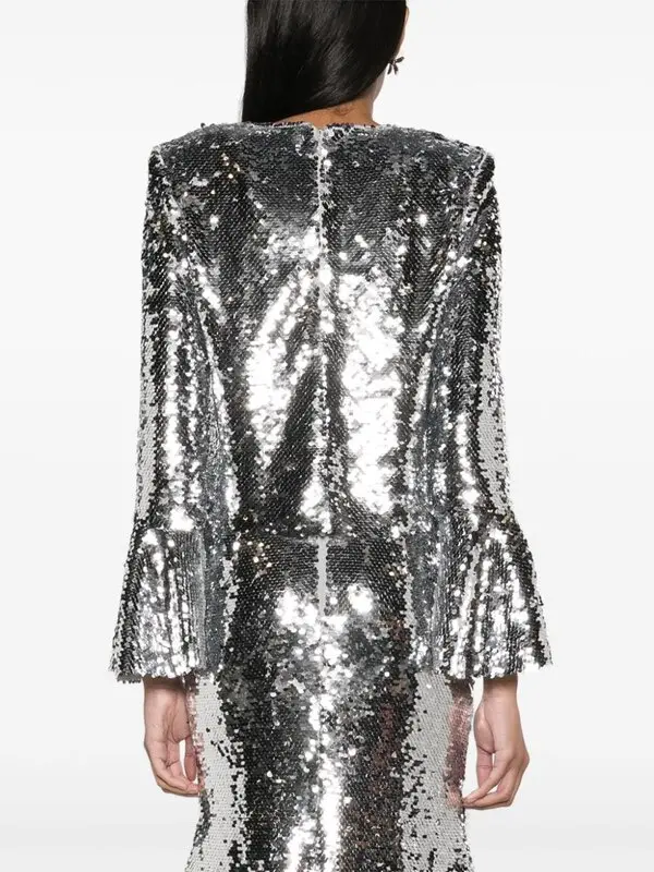 SELF-PORTRAIT Sequin-embellished Mesh Top