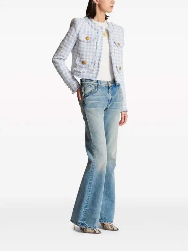 Balmain Gingham Tweed Jacket - Blue