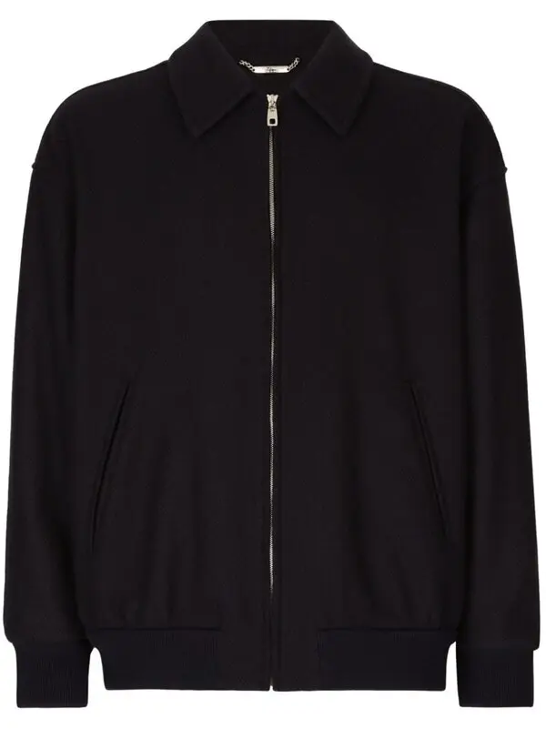 Dolce & Gabbana Logo-plaque Zip-up Bomber Jacket - Blue