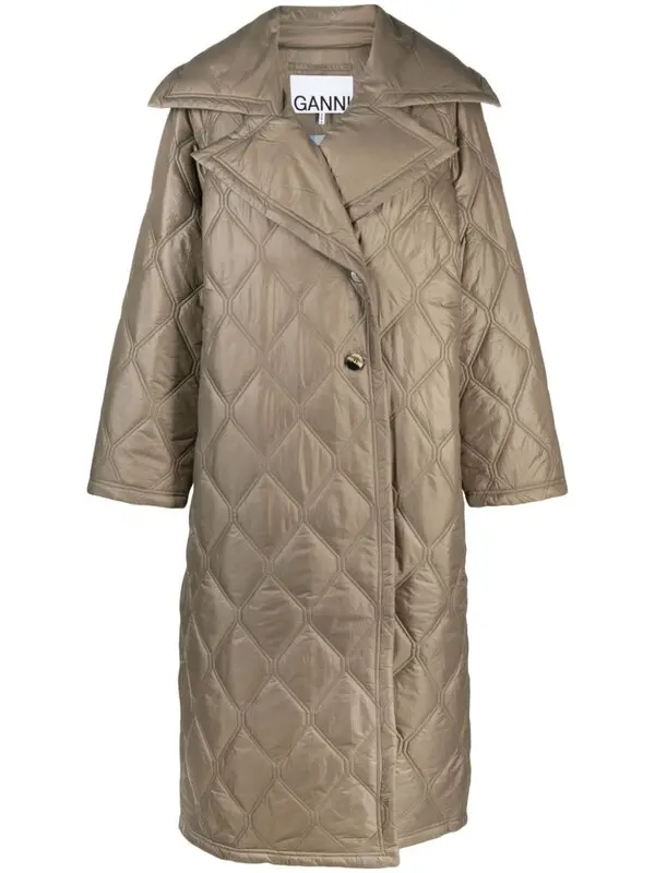 GANNI Quilted Recycled-shell Coat