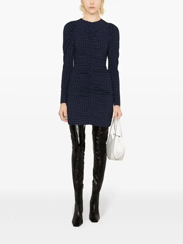 GANNI Checkered Seersucker Mini Dress