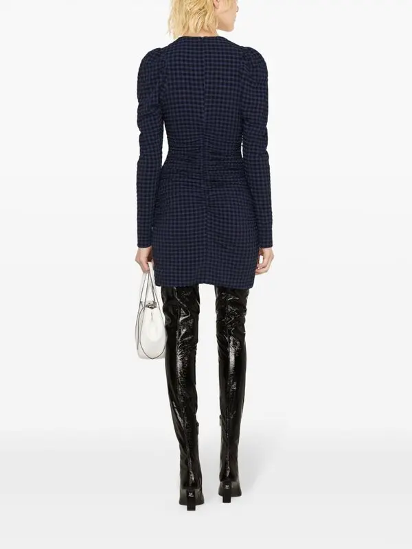 GANNI Checkered Seersucker Mini Dress