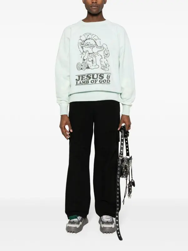 SAINT MXXXXXX Distressed Graphic-print Sweatshirt