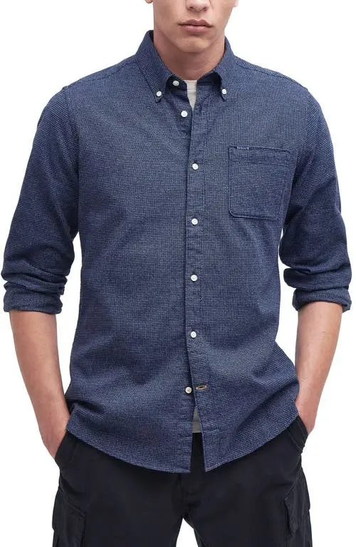 Barbour Bannock Check Print Cotton Button-down Shirt - Navy
