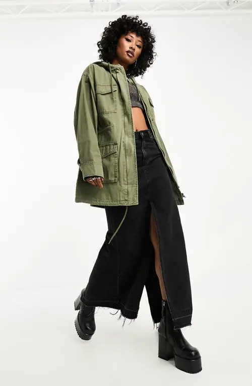 Asos Hooded Cotton Twill Parka