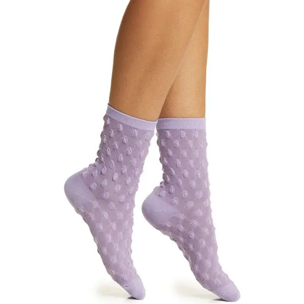 HIGH HEEL JUNGLE Dot Texture Crew Socks - Purple