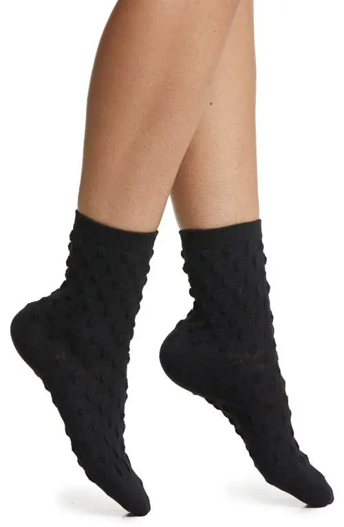 HIGH HEEL JUNGLE Dot Texture Crew Socks - Black