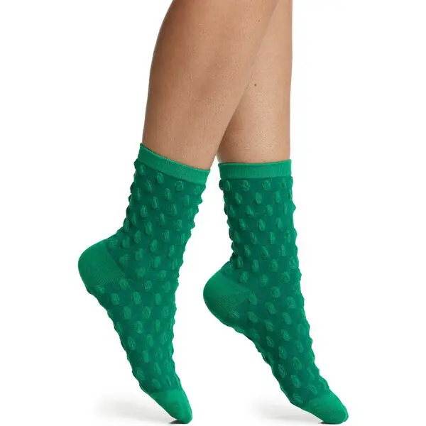 HIGH HEEL JUNGLE Dot Texture Crew Socks - Kelly Green
