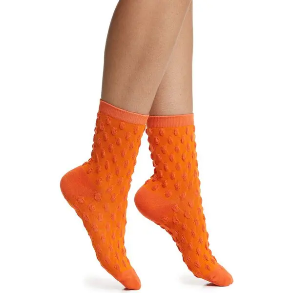 HIGH HEEL JUNGLE Dot Texture Crew Socks - Orange
