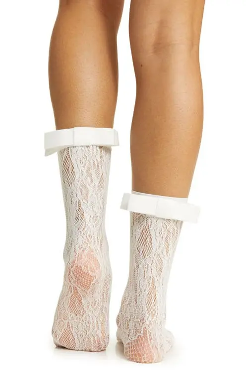 HIGH HEEL JUNGLE Coco Bow Lace Crew Socks - White