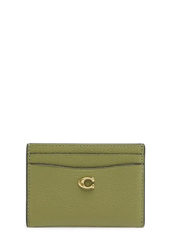 COACH® Logo Leather Card Holder - Olive
