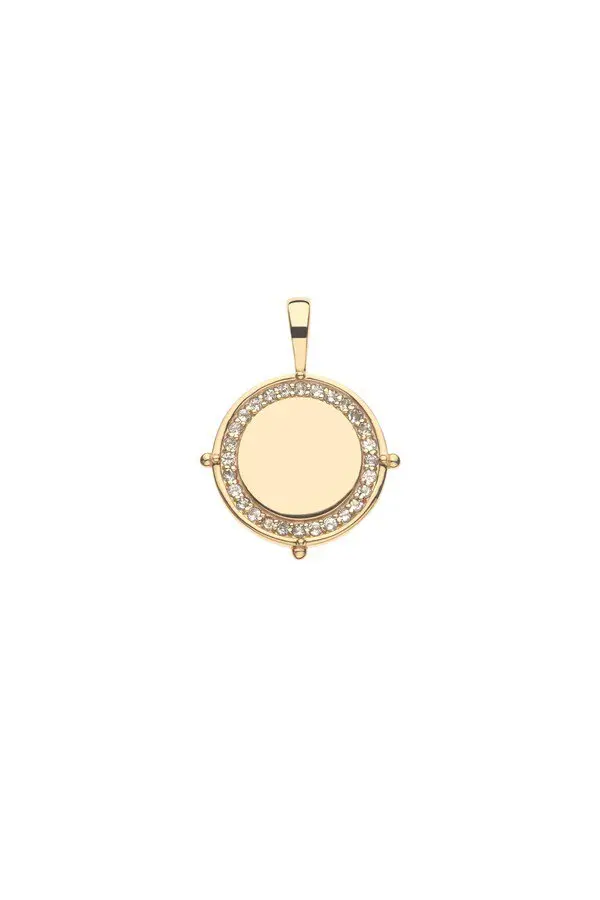 JANE WIN Embellished Petite Coin Pendant - Gold