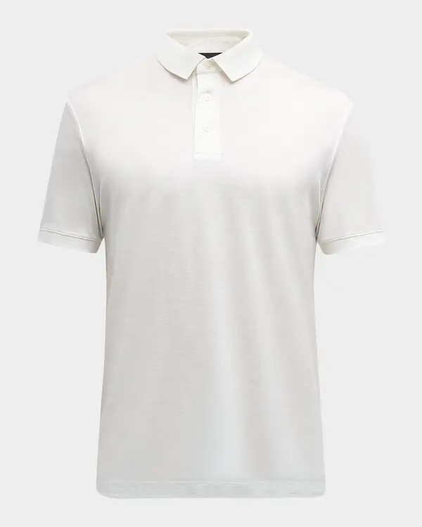 Emporio Armani Solid Jersey-stretch Polo Shirt - White