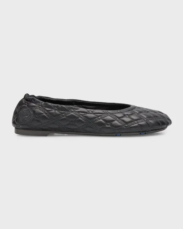 Burberry Quilted Lambskin Ballerina Flats - Black