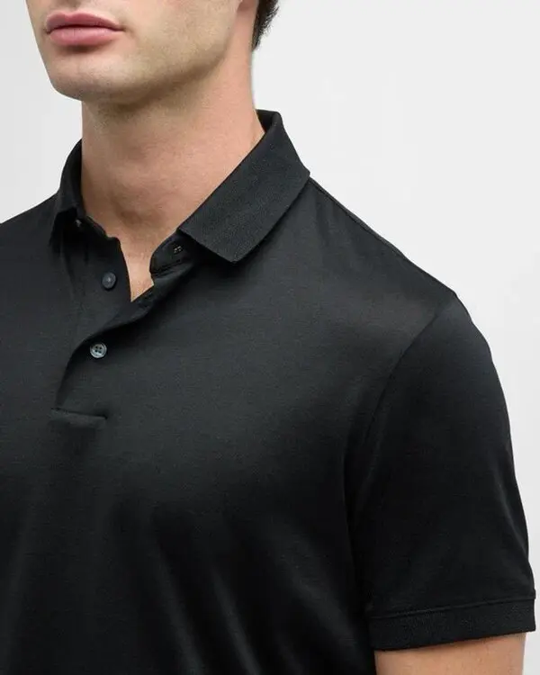 Emporio Armani Apos;s Solid Jersey-stretch Polo Shirt - Black