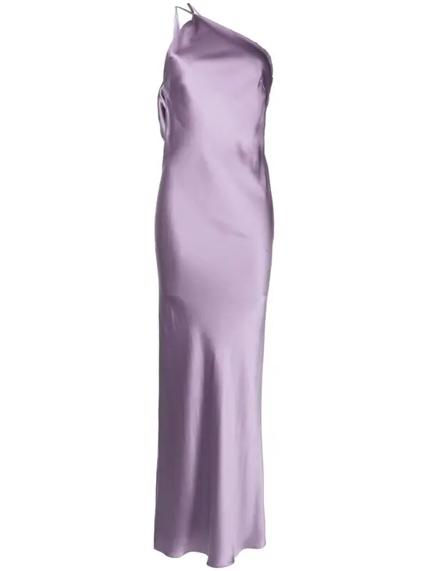 Michelle Mason One-shoulder Silk Gown - Purple