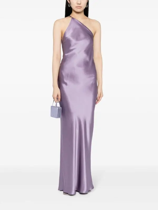 Michelle Mason One-shoulder Silk Gown - Purple