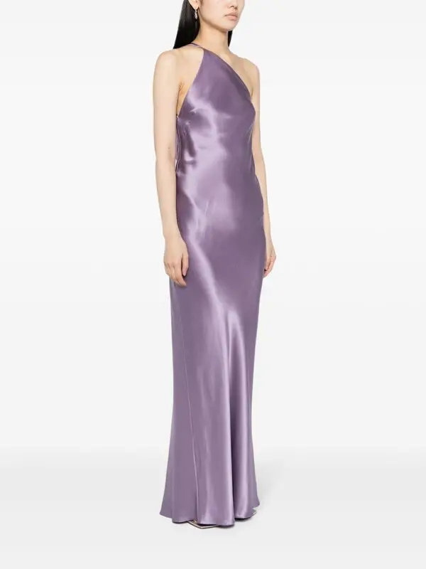Michelle Mason One-shoulder Silk Gown - Purple