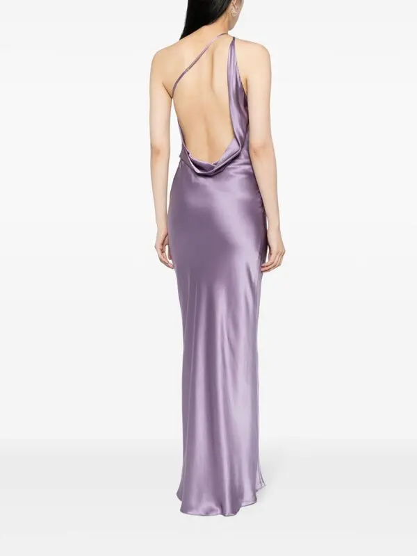 Michelle Mason One-shoulder Silk Gown - Purple