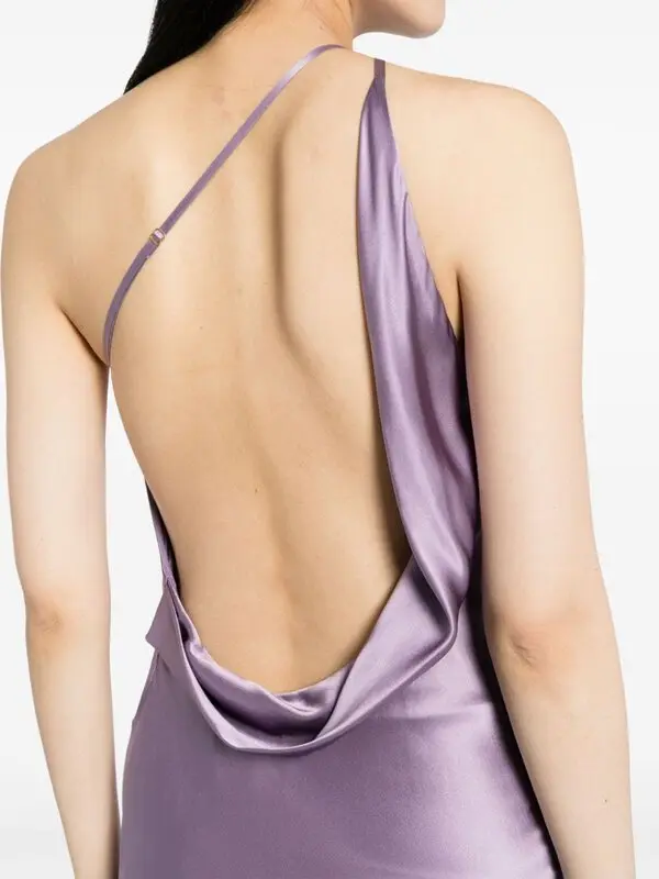 Michelle Mason One-shoulder Silk Gown - Purple