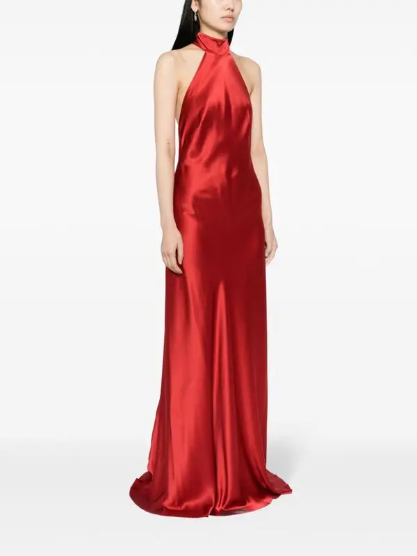 Michelle Mason Halterneck Gown - Red