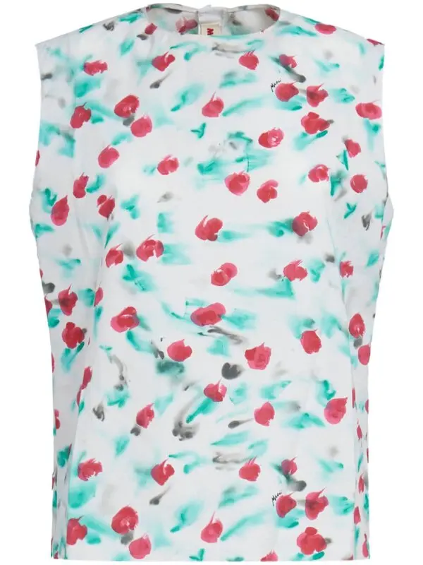 Marni Floral-print Sleeveless Blouse