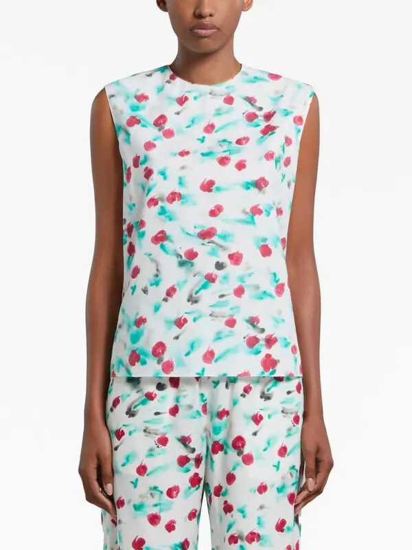 Marni Floral-print Sleeveless Blouse