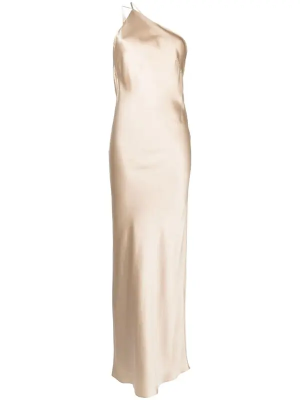 Michelle Mason One-shoulder Silk Gown - Gold