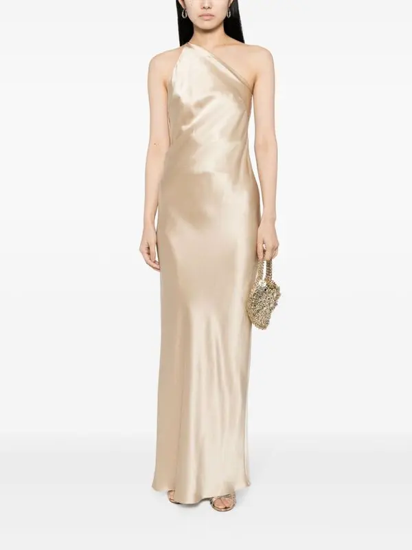 Michelle Mason One-shoulder Silk Gown - Gold